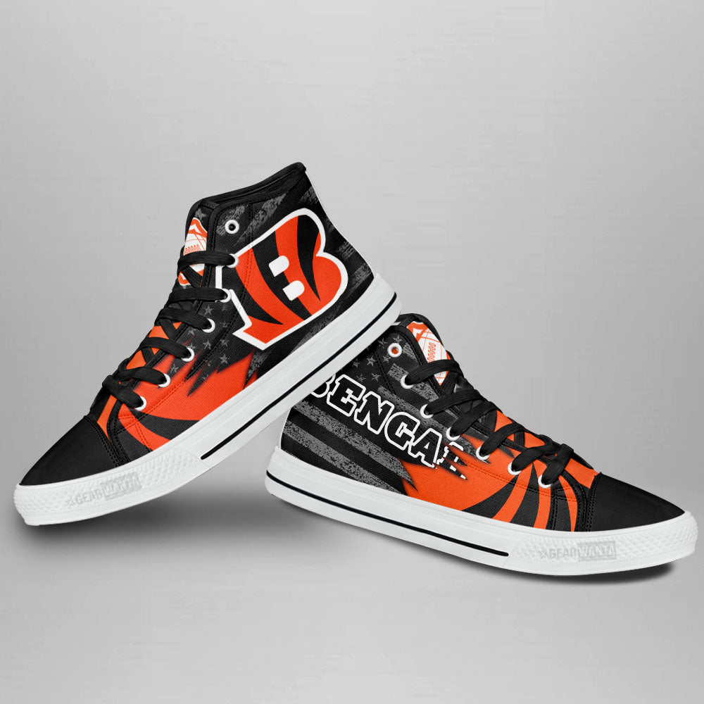 Cincinnati Bengals High Top Shoes Custom American Flag Sneakers | Gear ...